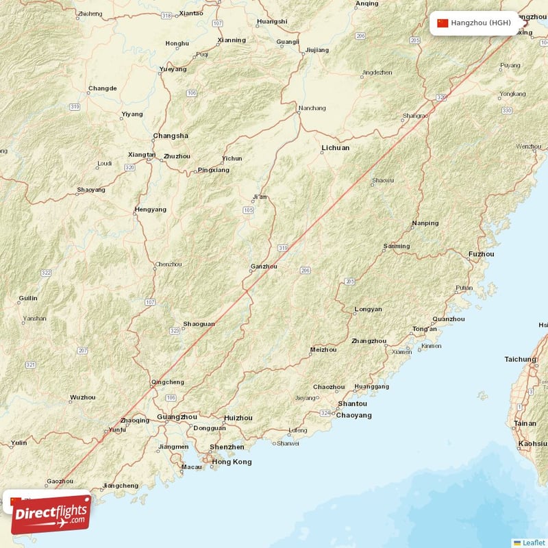 Direct flights from Hangzhou to Zhanjiang (HGH-ZHA) - Directflights.com
