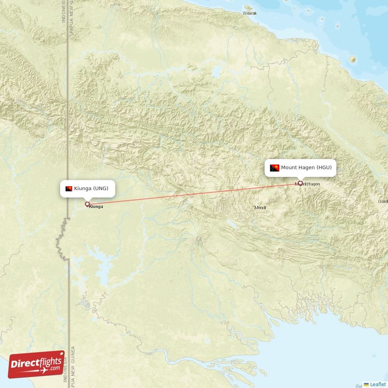 Direct flights from Mount Hagen to Kiunga, HGU to UNG non-stop ...