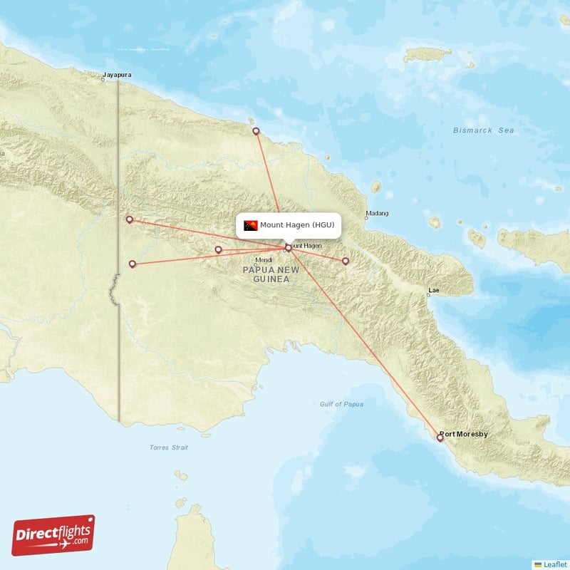 Direct flights from Mount Hagen - 6 destinations - HGU, Papua New ...