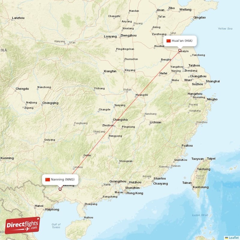 Direct flights from Huai'an to Nanning, HIA to NNG non-stop ...