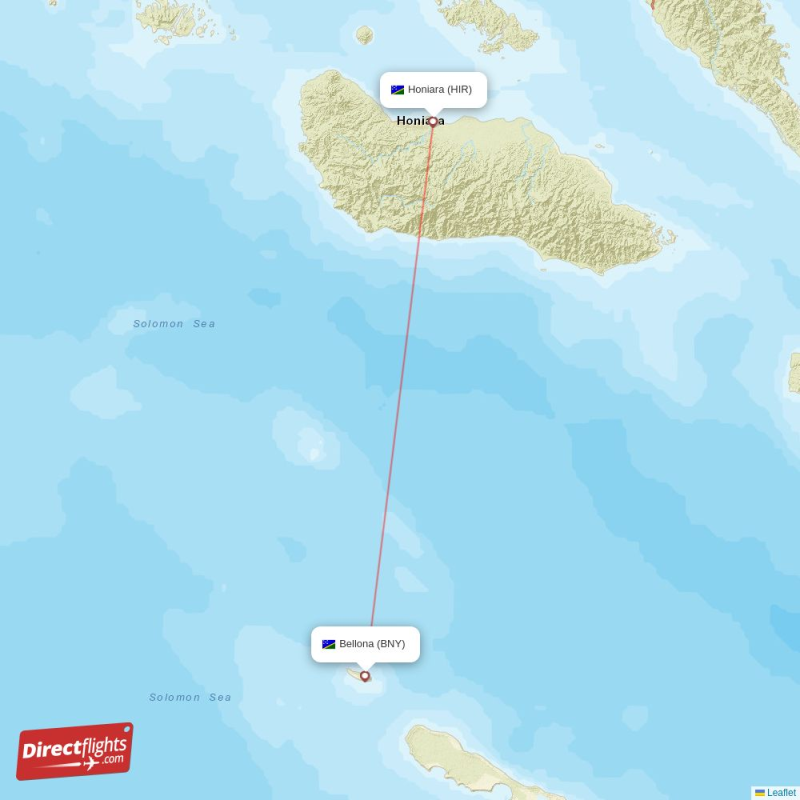 Direct flights from Honiara to Bellona, HIR to BNY non-stop ...
