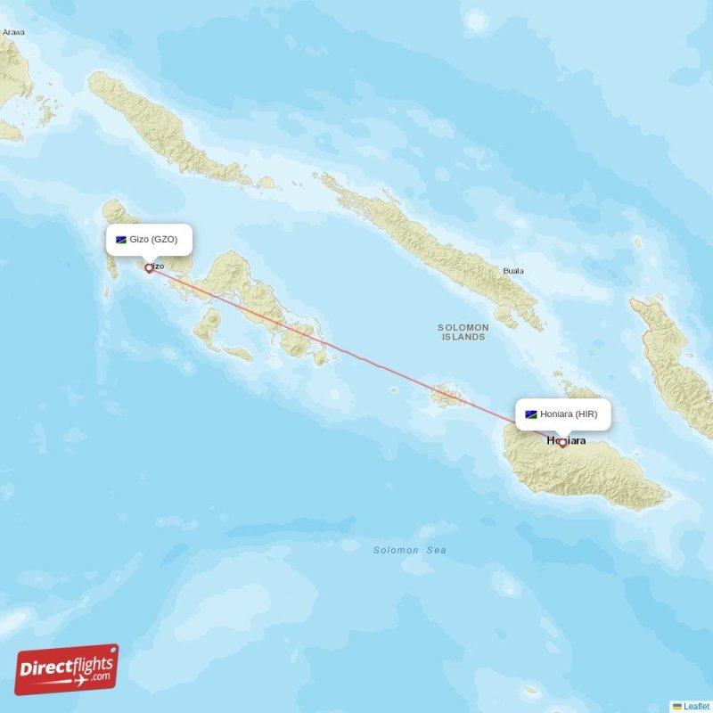 Direct flights from Honiara to Gizo, HIR to GZO non-stop ...