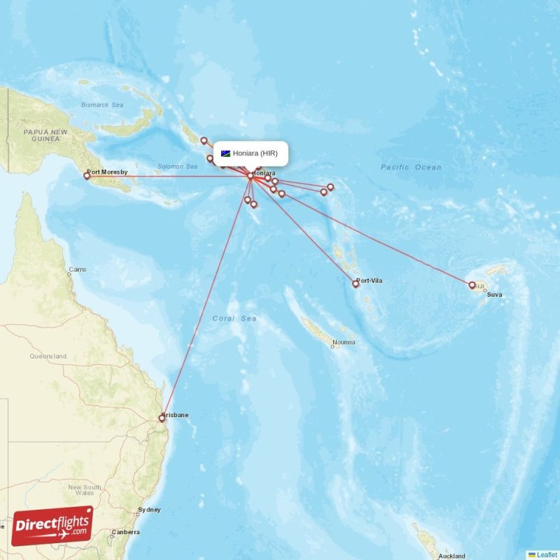 Direct flights from Honiara - 20 destinations - HIR, Solomon Islands ...
