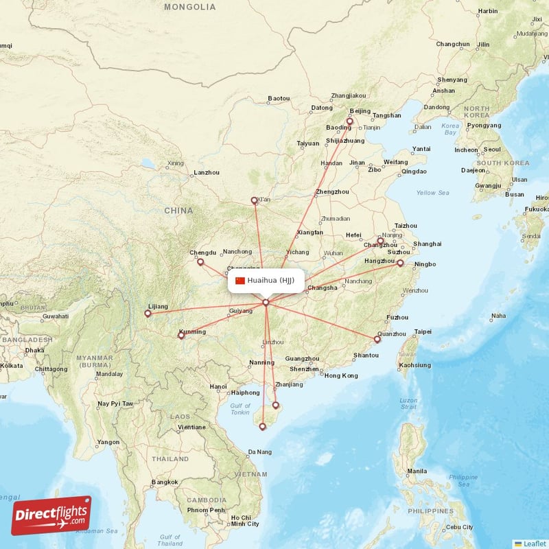 Direct flights from Huaihua - 10 destinations - HJJ, China ...