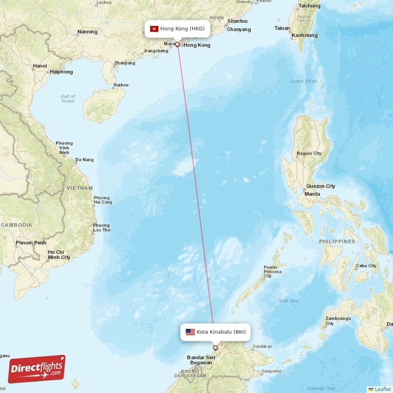 Direct flights from Hong Kong to Kota Kinabalu, HKG to BKI non-stop - Directflights.com
