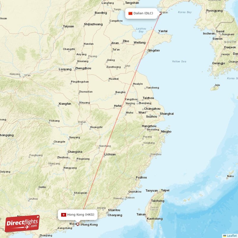 Direct flights from Hong Kong to Dalian, HKG to DLC non-stop - Directflights.com