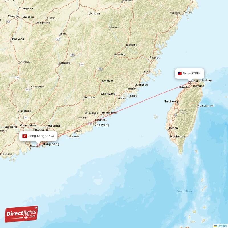 Direct flights from Hong Kong to Taipei, HKG to TPE non-stop ...
