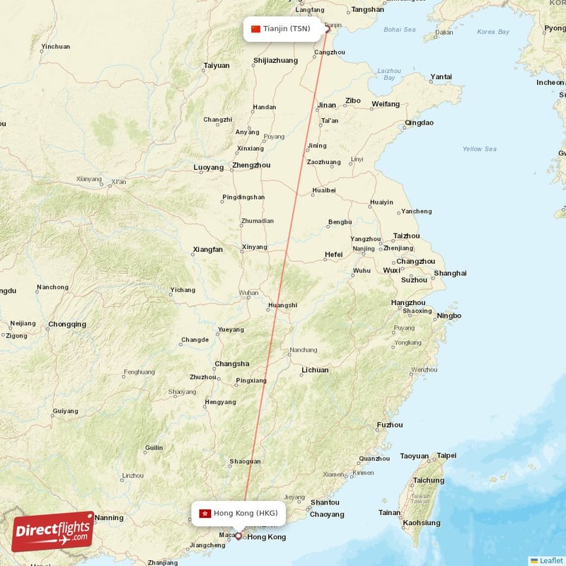 Direct flights from Hong Kong to Tianjin, HKG to TSN non-stop - Directflights.com