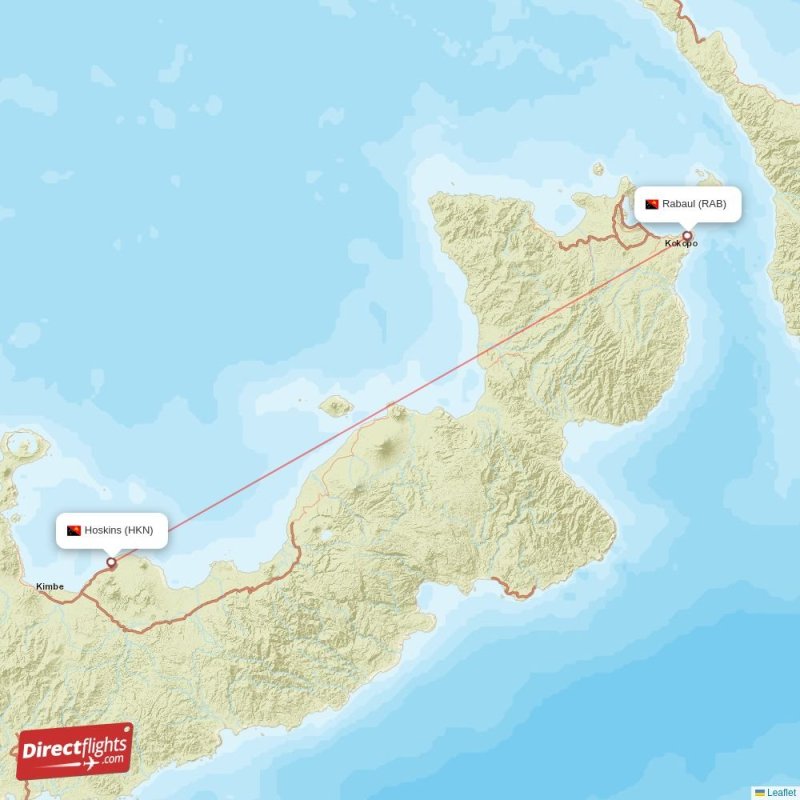Direct flights from Hoskins to Rabaul, HKN to RAB non-stop ...