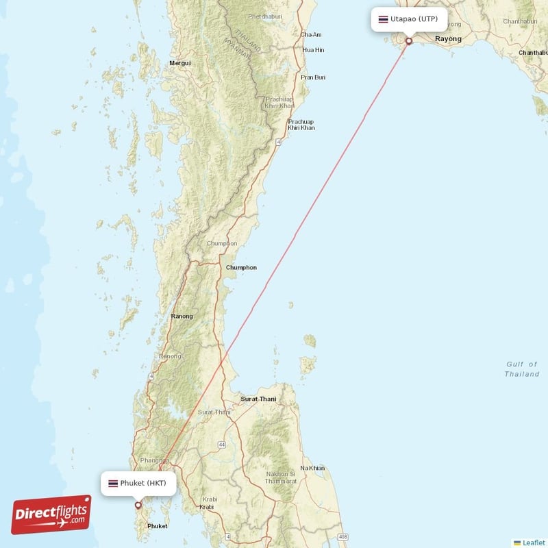 Direct flights from Phuket to Utapao, HKT to UTP non-stop - Directflights.com