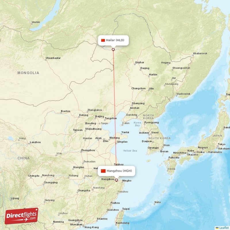 Direct flights from Hailar to Hangzhou (HLD-HGH) - Directflights.com