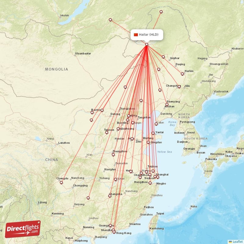 Direct flights to Hailar - HLD, China - Directflights.com