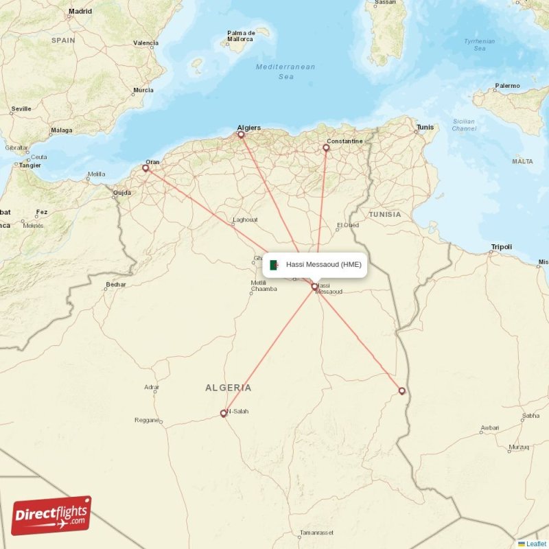 Direct flights from Hassi Messaoud - 2 destinations - HME, Algeria ...