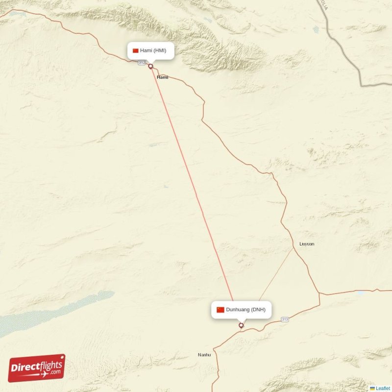 Direct flights from Hami to Dunhuang (HMI-DNH) - Directflights.com