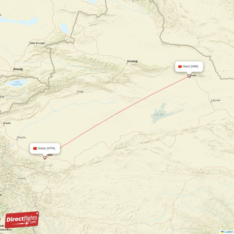 Direct flights from Hami to Hotan (HMI-HTN) - Directflights.com