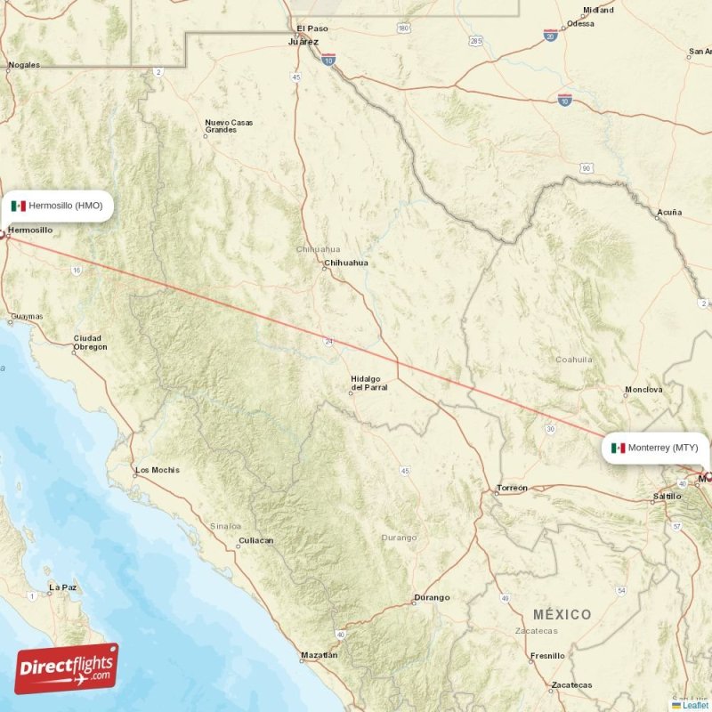 Direct flights from Hermosillo to Monterrey (HMO-MTY) - Directflights.com