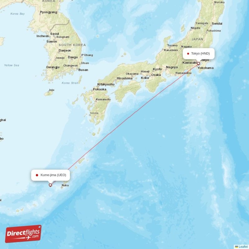 Direct flights from Tokyo to Kume-jima, HND to UEO non-stop ...