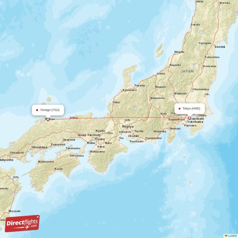 Direct flights from Tokyo to Yonago, HND to YGJ non-stop ...