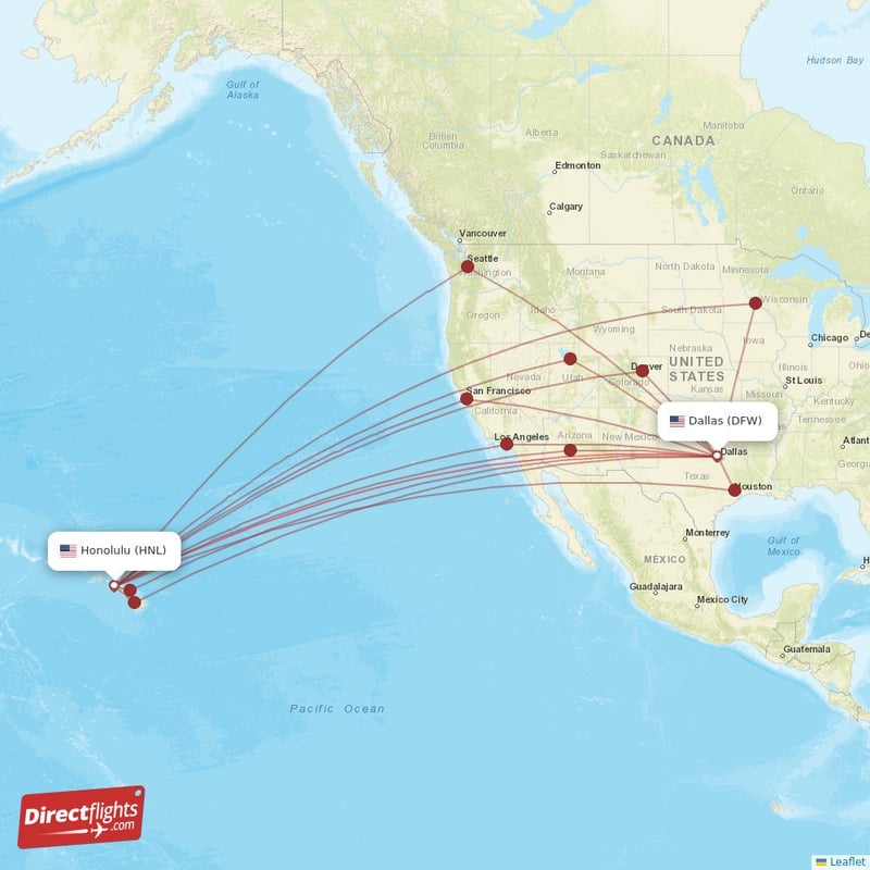 Direct flights from Honolulu to Dallas, HNL to DFW non-stop - Directflights.com