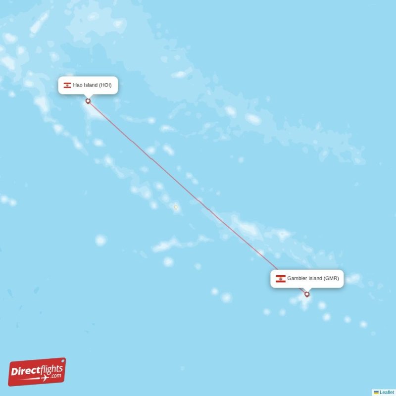 Direct flights from Hao Island to Gambier Island, HOI to GMR non-stop ...