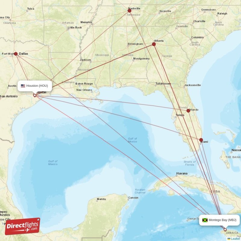 Direct flights from Houston to Montego Bay (HOU-MBJ) - Directflights.com