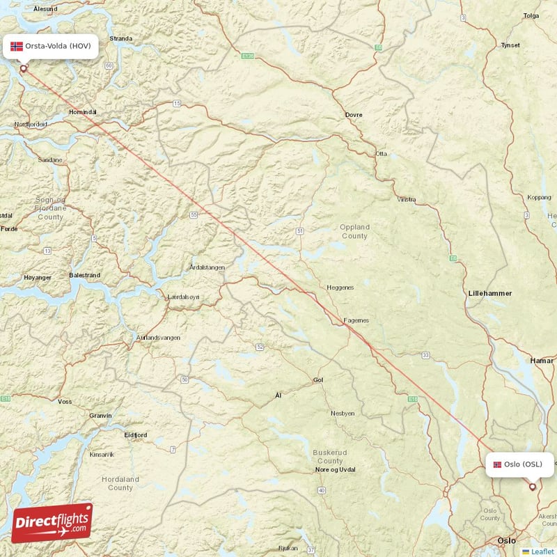 Direct flights from Orsta-Volda to Oslo, HOV to OSL non-stop ...
