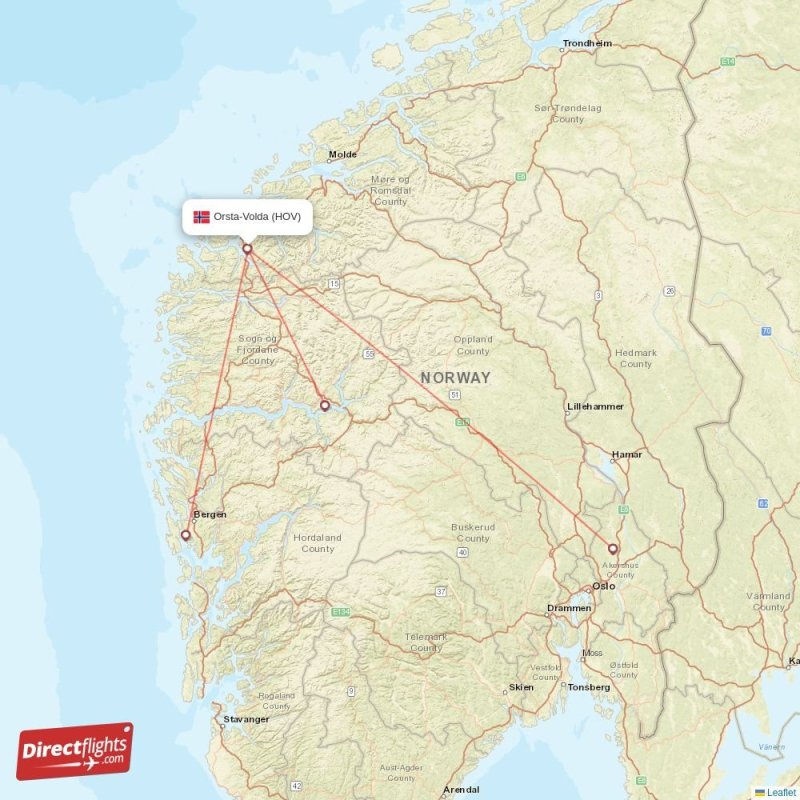 Direct flights from Orsta-Volda - 3 destinations - HOV, Norway ...