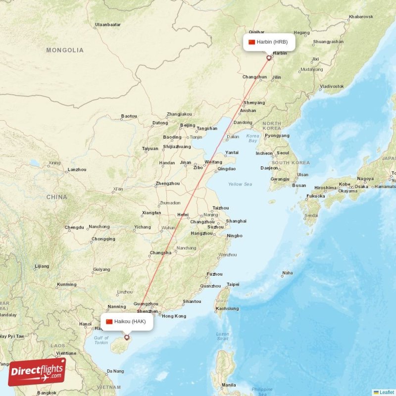 Direct flights from Harbin to Haikou (HRB-HAK) - Directflights.com