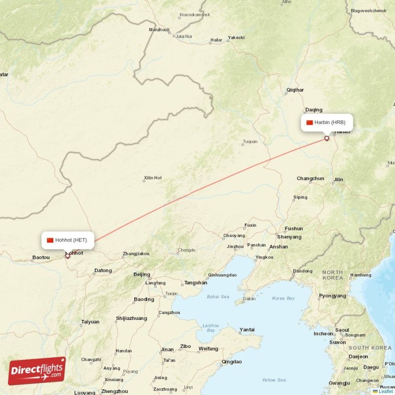 Direct flights from Harbin to Hohhot (HRB-HET) - Directflights.com