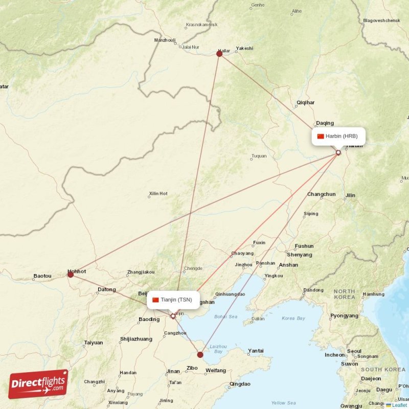 Direct flights from Harbin to Tianjin (HRB-TSN) - Directflights.com