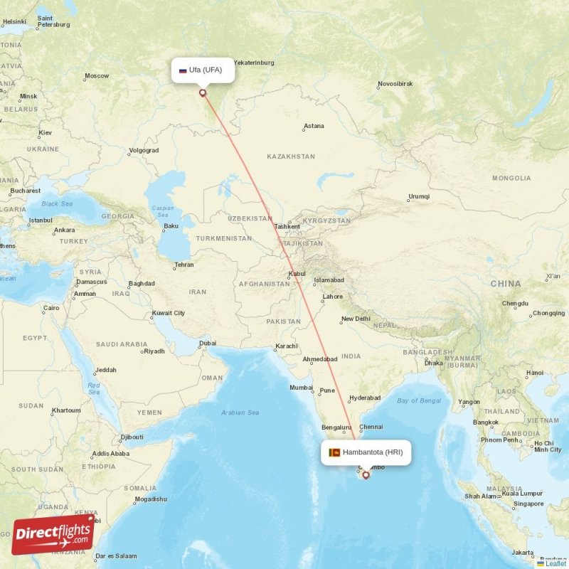 Direct flights from Hambantota to Ufa (HRI-UFA) - Directflights.com