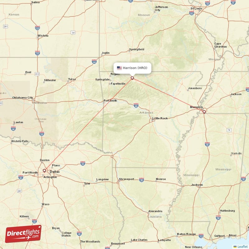 Direct flights from Harrison - 2 destinations - HRO, USA ...