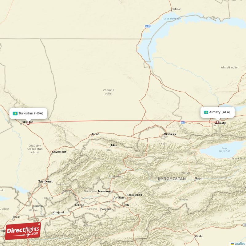 Direct flights from Turkistan to Almaty, HSA to ALA non-stop ...