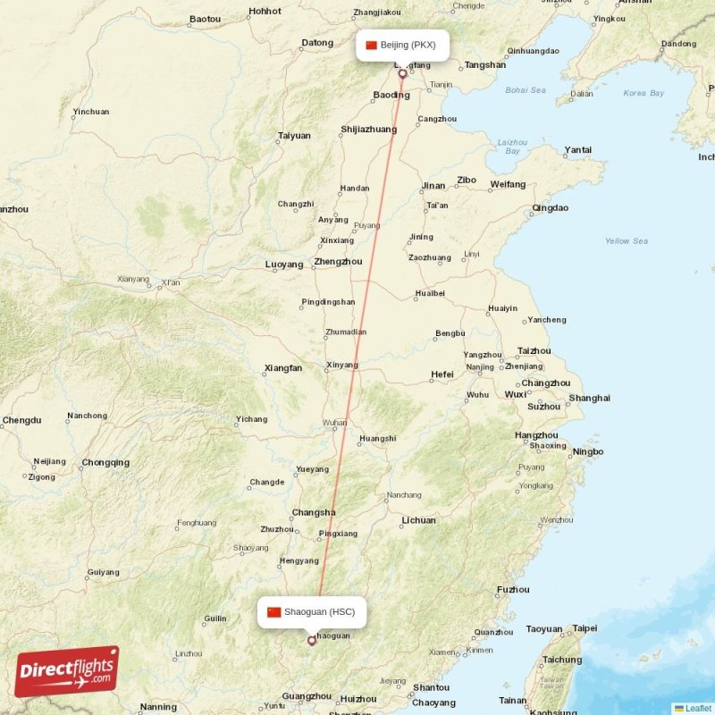 Direct flights from Shaoguan to Beijing, HSC to PKX non-stop ...
