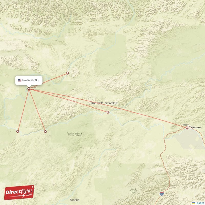 Direct flights from Huslia - 5 destinations - HSL, USA - Directflights.com