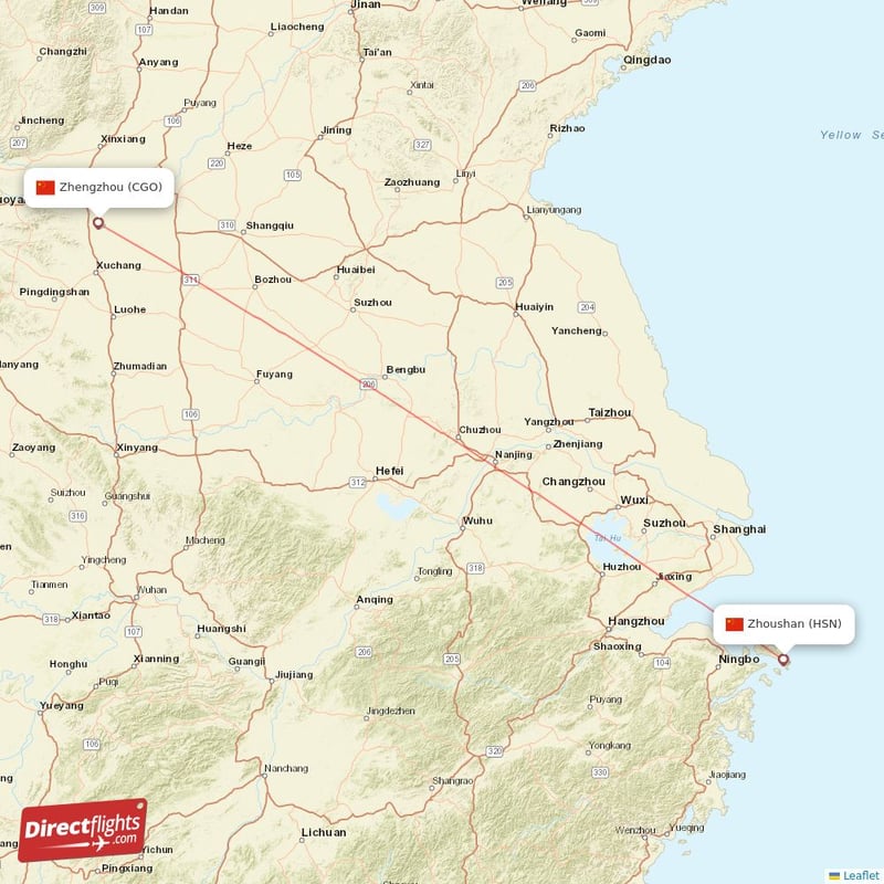 Direct flights from Zhoushan to Zhengzhou, HSN to CGO non-stop ...