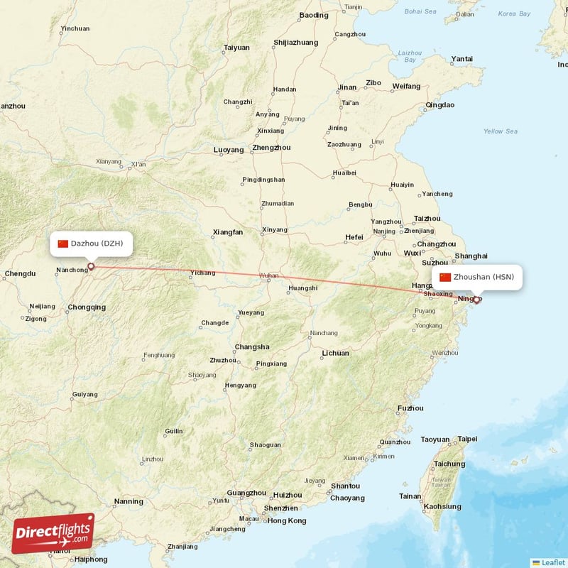 Direct flights from Zhoushan to Dazhou, HSN to DZH non-stop ...