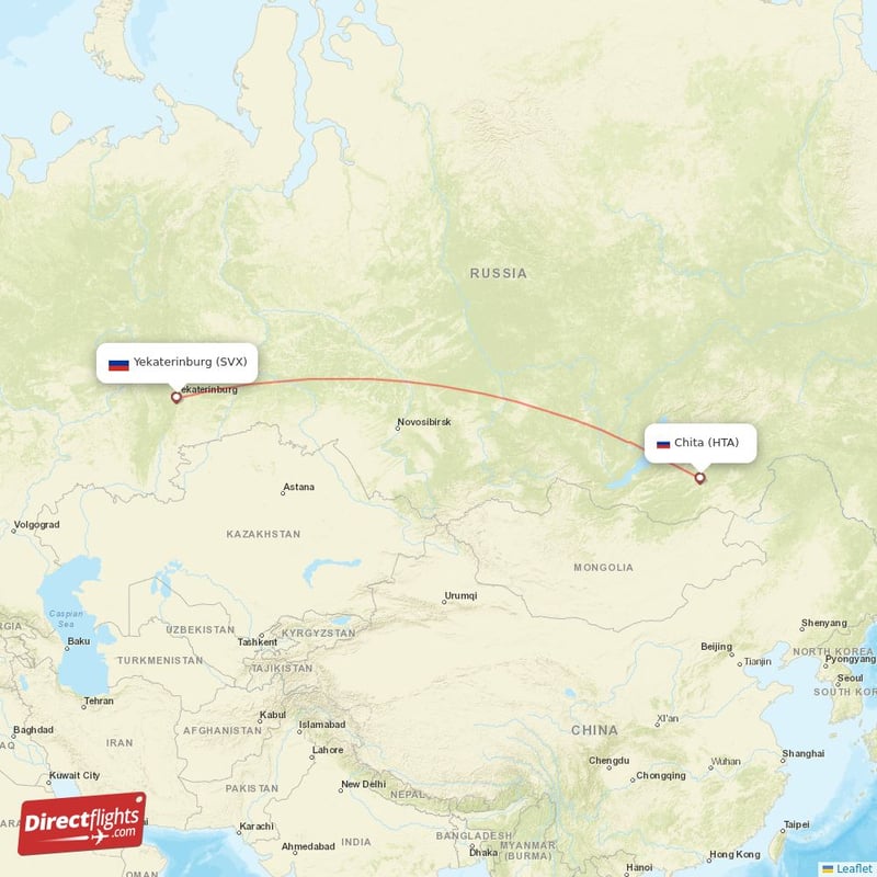 Direct flights from Chita to Yekaterinburg, HTA to SVX non-stop ...