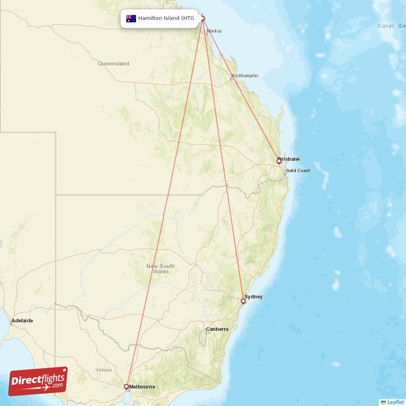 Direct flights to Hamilton Island - HTI, Australia - Directflights.com