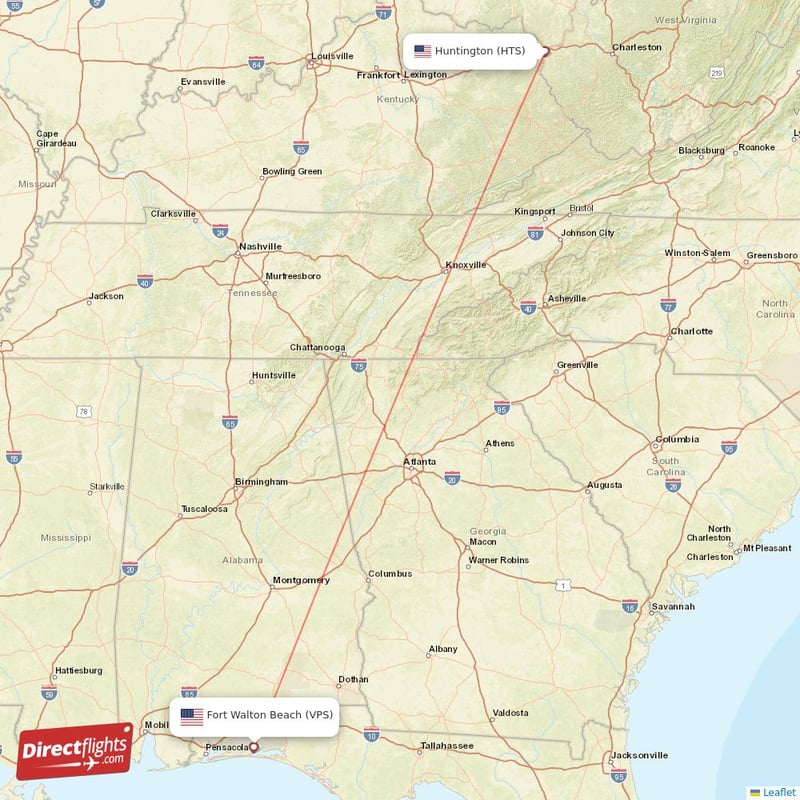 Direct flights from Huntington to Fort Walton Beach, HTS to VPS non ...