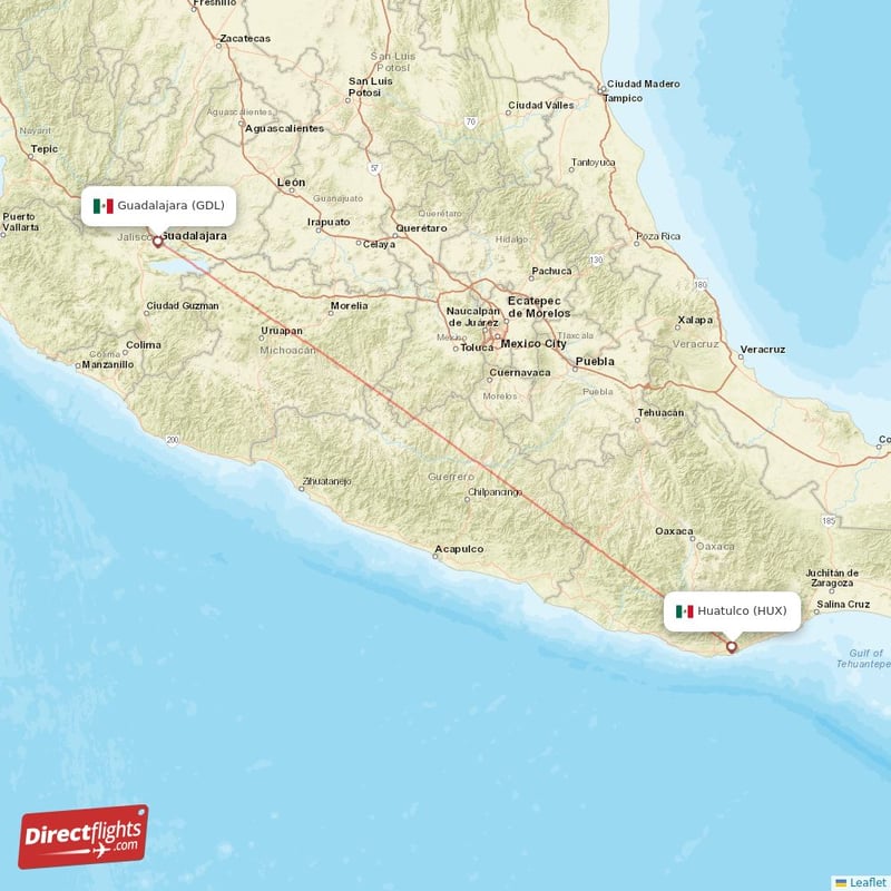 Direct flights from Huatulco to Guadalajara, HUX to GDL non-stop ...