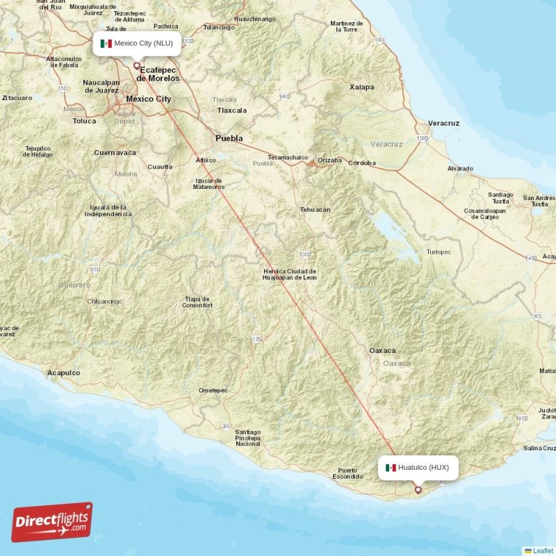 Huatulco Map Direct Flights From Huatulco To Dallas, HUX To DFW