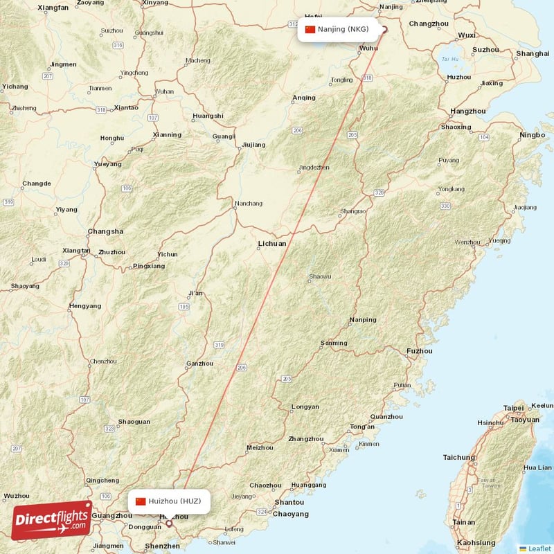 Direct flights from Huizhou to Nanjing, HUZ to NKG non-stop ...