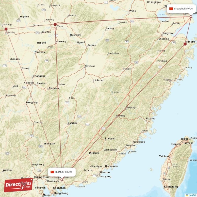 Direct flights from Huizhou to Shanghai, HUZ to PVG non-stop ...