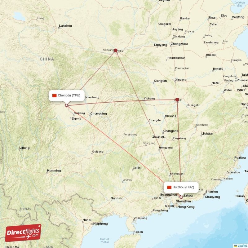 Direct flights from Huizhou to Chengdu, HUZ to TFU non-stop ...