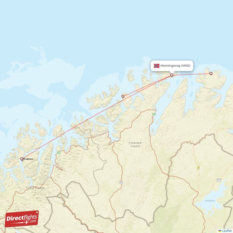 Direct flights to Honningsvag - HVG, Norway - Directflights.com