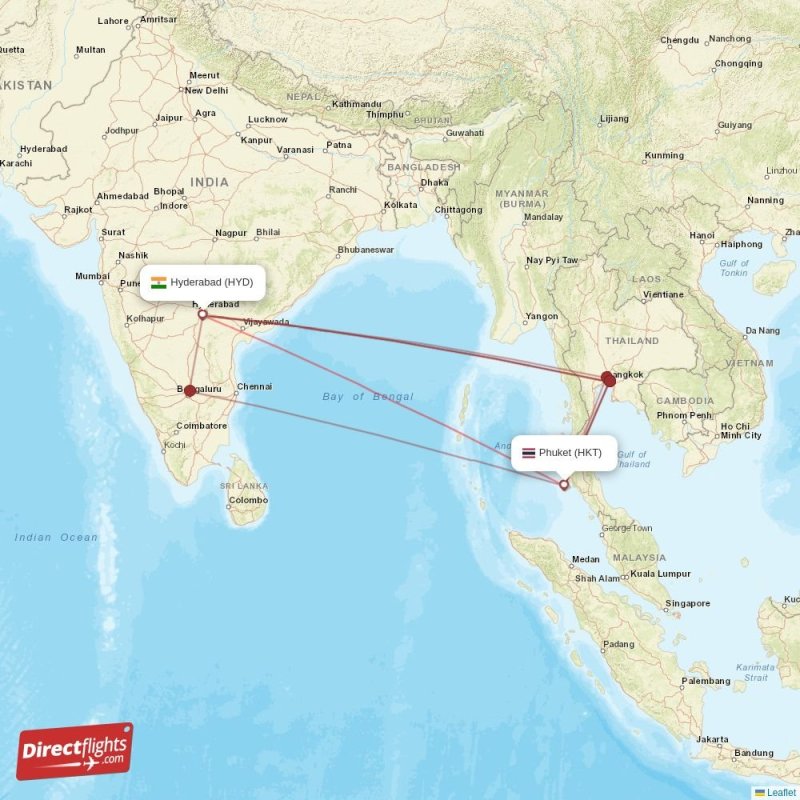 Direct flights from Hyderabad to Phuket (HYD-HKT) - Directflights.com