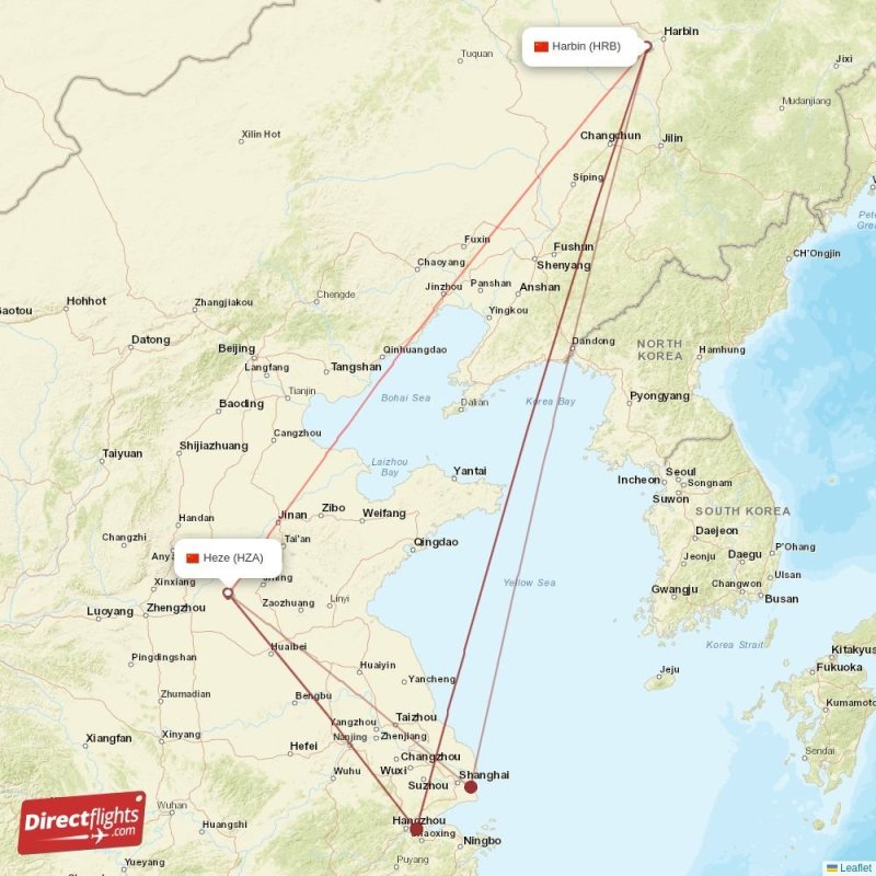 Direct flights from Heze to Harbin, HZA to HRB non-stop - Directflights.com