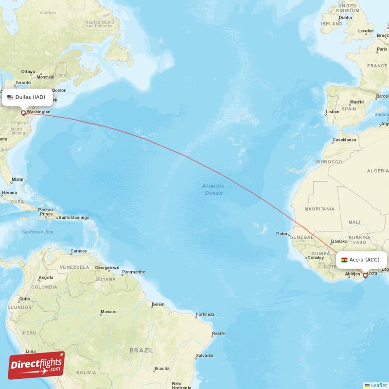 Direct flights from Dulles to Accra, IAD to ACC non-stop - Directflights.com