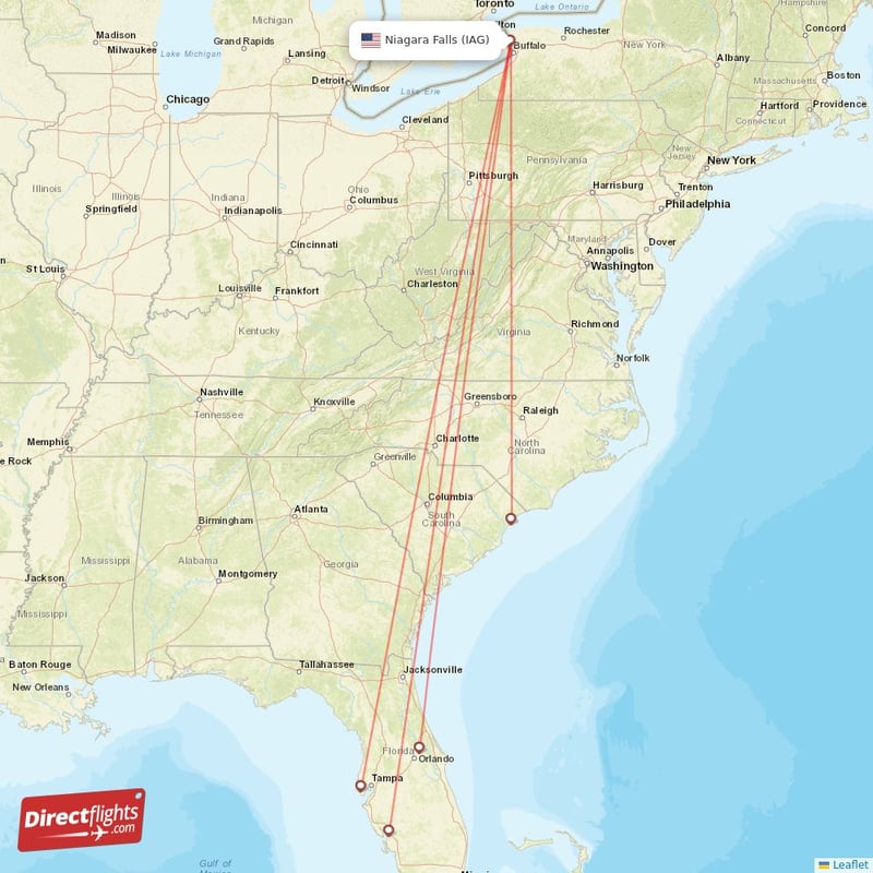 Direct flights from Niagara Falls - 4 destinations - IAG, USA ...